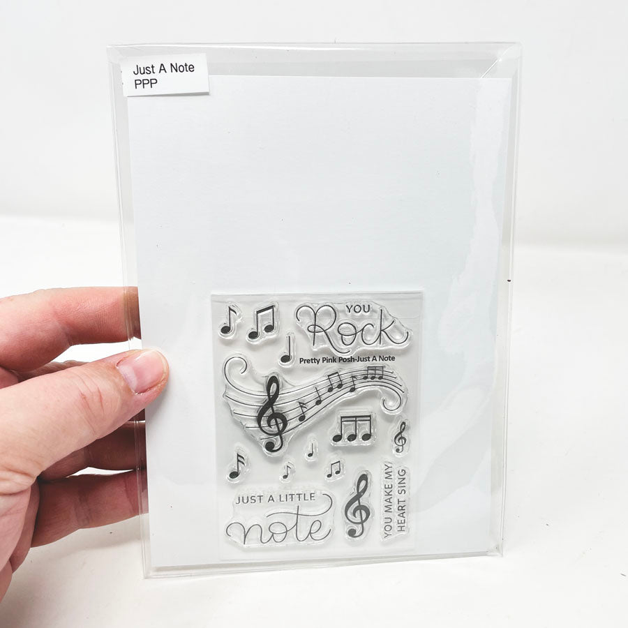 Just A Note – Pretty Pink Posh Stamp and Die Set – Hello Art Hatchery