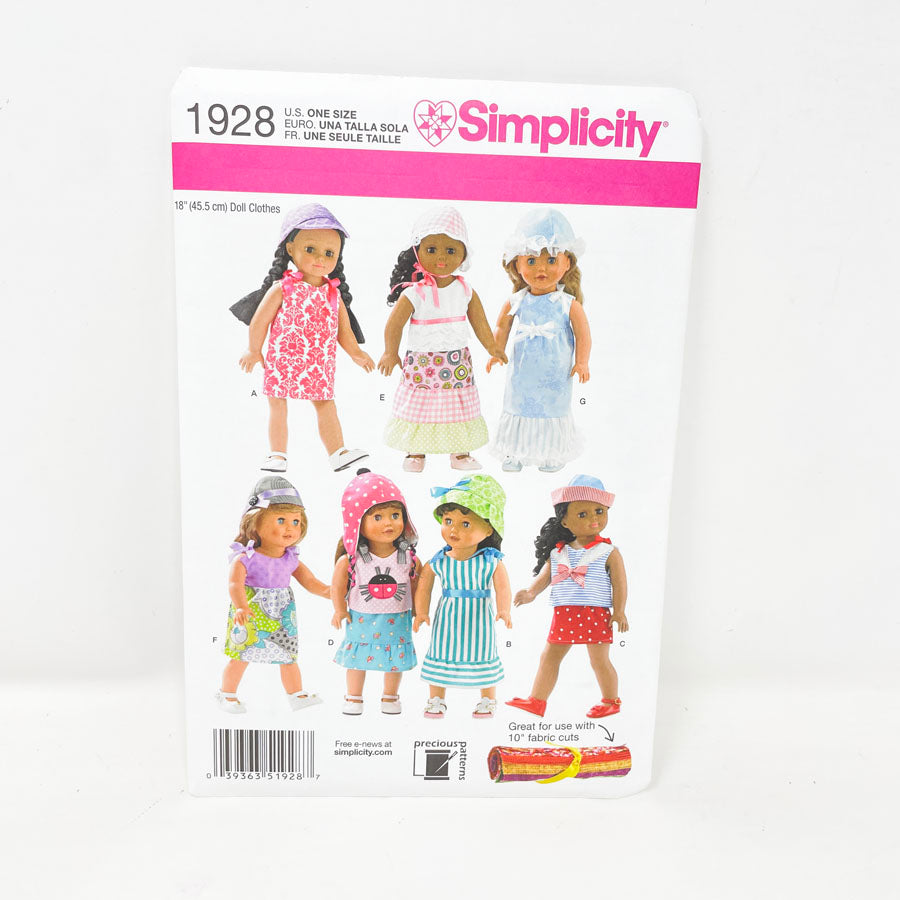 Simplicity 1928 Sewing Pattern - 18" Doll Clothing – Hello Art Hatchery