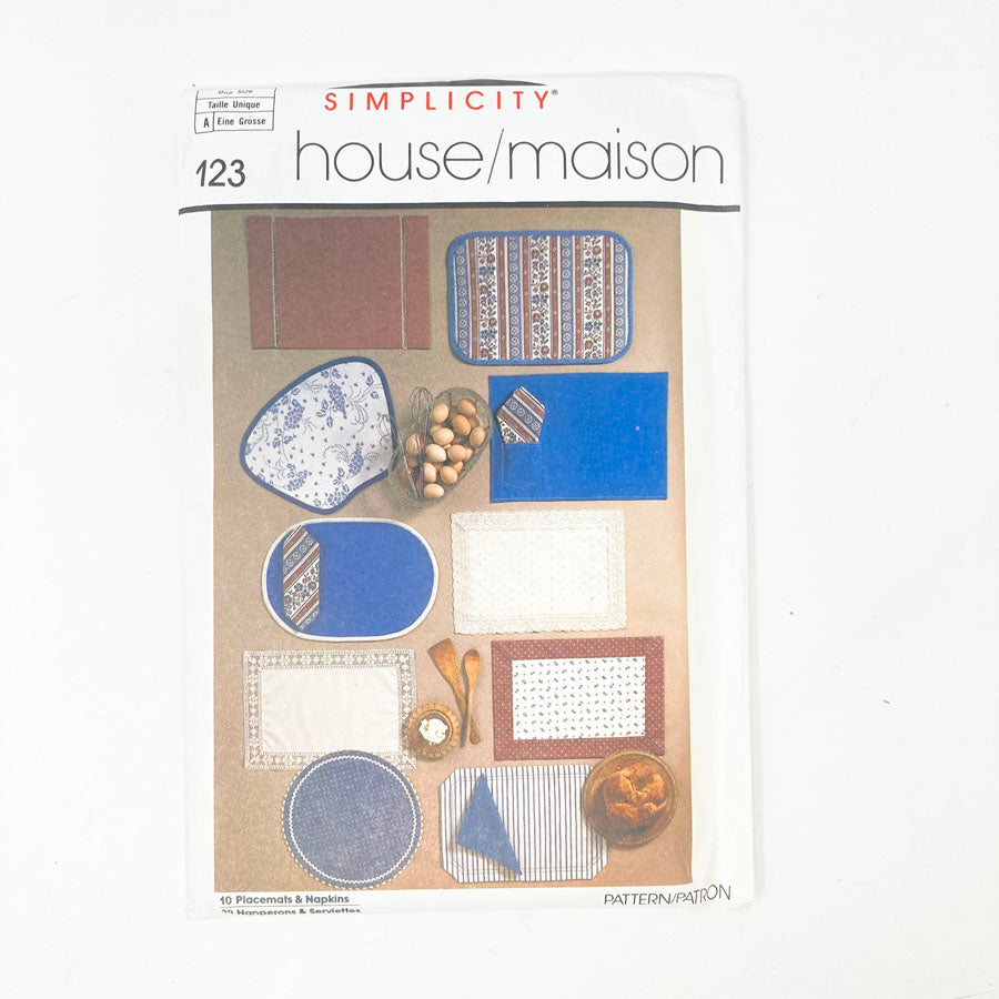 Simplicity 123 Sewing Pattern - Placemats and Napkins - 1985 – Hello ...
